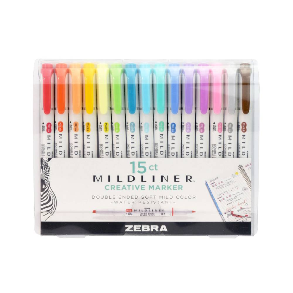 Zebra Mildliner Stifte für Bulletjournal: 15er Set in Mix Tönen